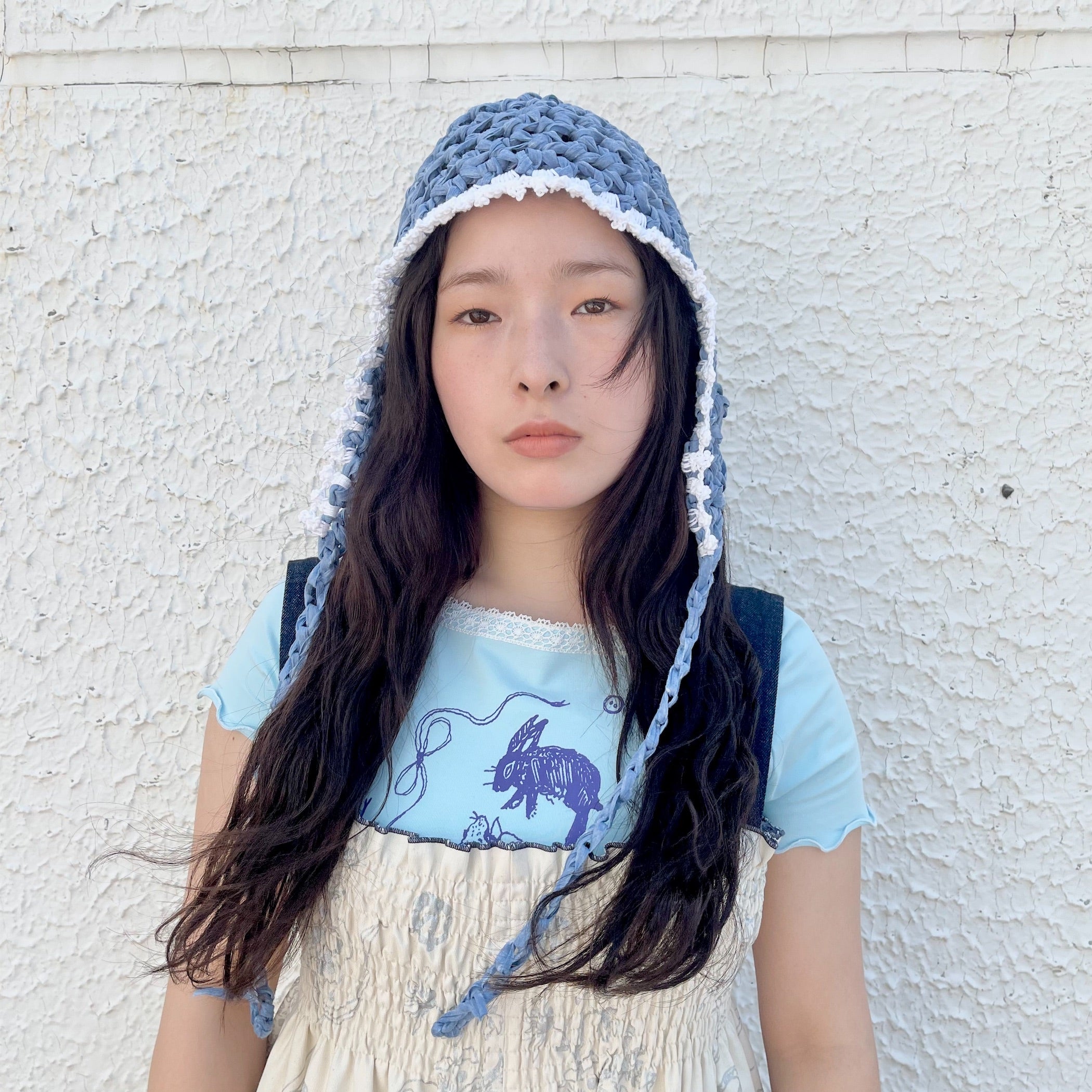 Denim bonnet with lace trim / Denim / デニムボンネット | シープ / SHEEP | Rabbit