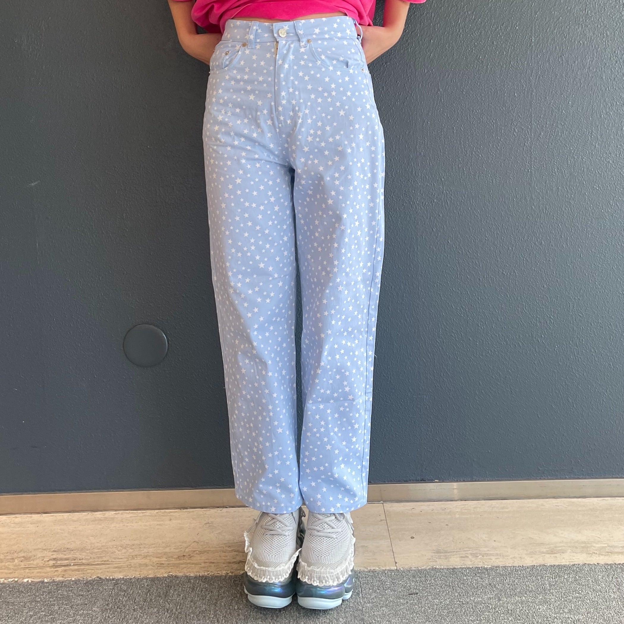 [F.E.E.S] star cotton twill pants / sky blue / スターパターンツイルパンツ | シープ / SHEEP | fa.er.ie